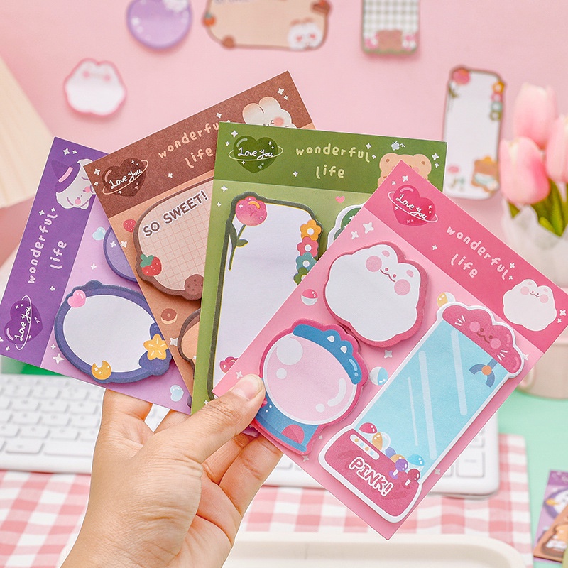 [Ready Stock] Combination Sticky Notes Cute Cartoon Notebook Note Paper ...
