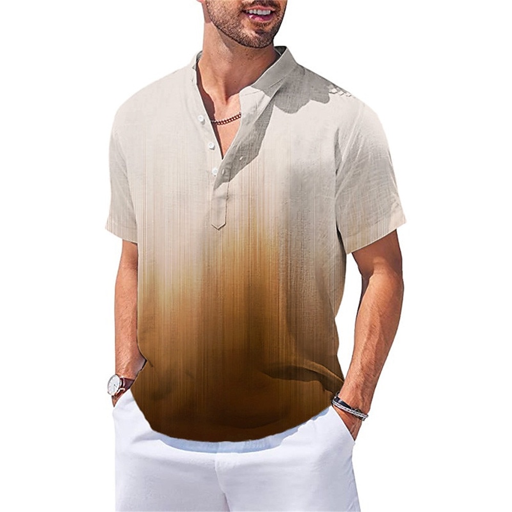 Men Solid Color Shirt Casual Blouse Social Contact Clothing Short ...