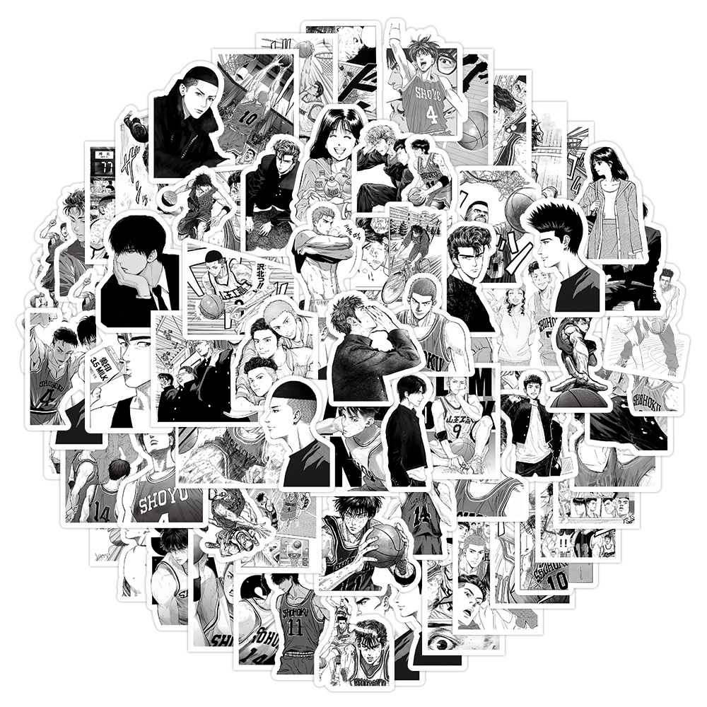 100PCS Black and White Anime SLAM DUNK Graffiti Stickers For Helmet ...