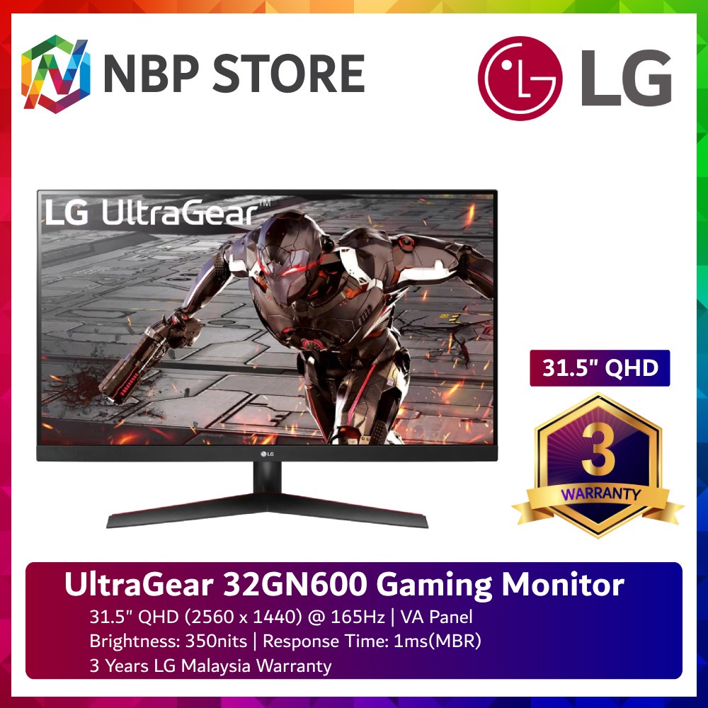 LG UltraGear 32GN600 31.5" QHD 165Hz Gaming Monitor Black ( HDMI, DP, 3 ...