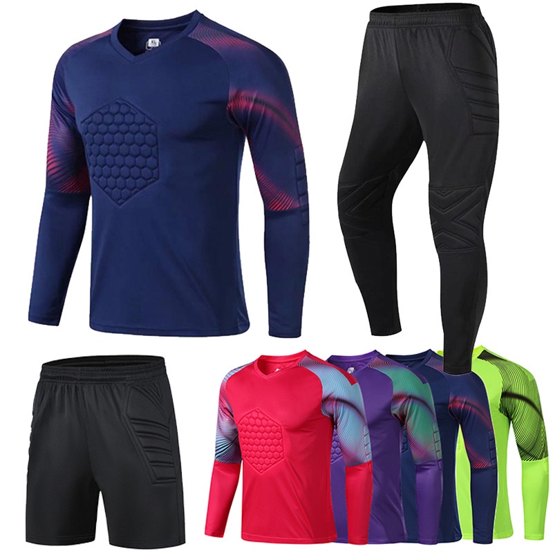Men's Adult Soccer Goalkeeper Uniform Protective Sponge Long Sleeve Kid ...
