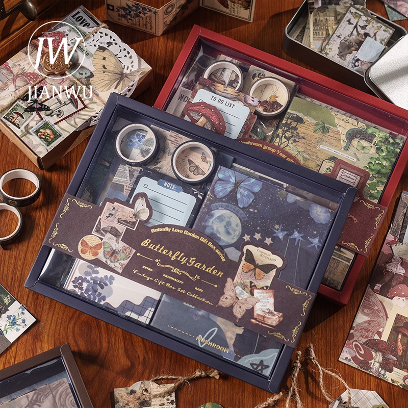 JIANWU 125 Pcs/set Vintage Character Landscaping Journal Gift Box Set ...