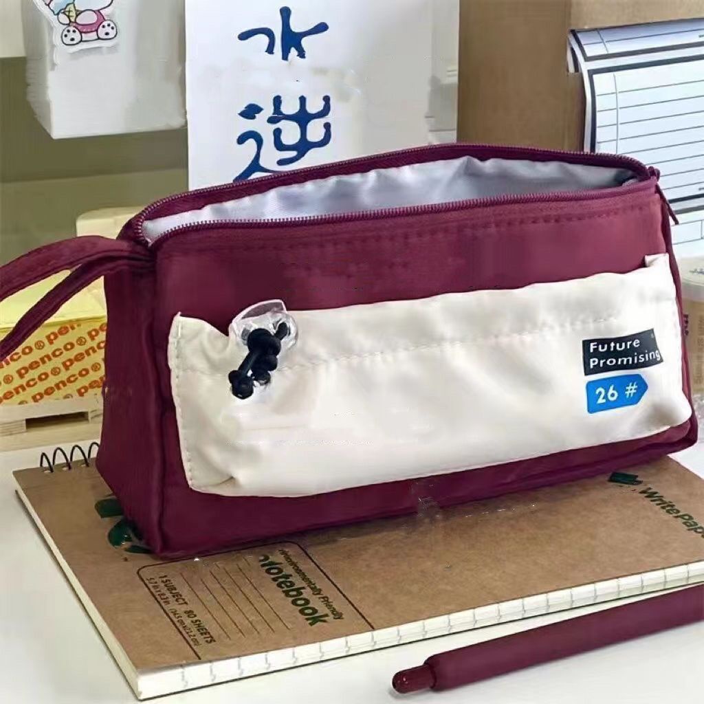 Red Blue Drawstring Pen Bag Large Capacity Pencil Case Ins Japanese ...