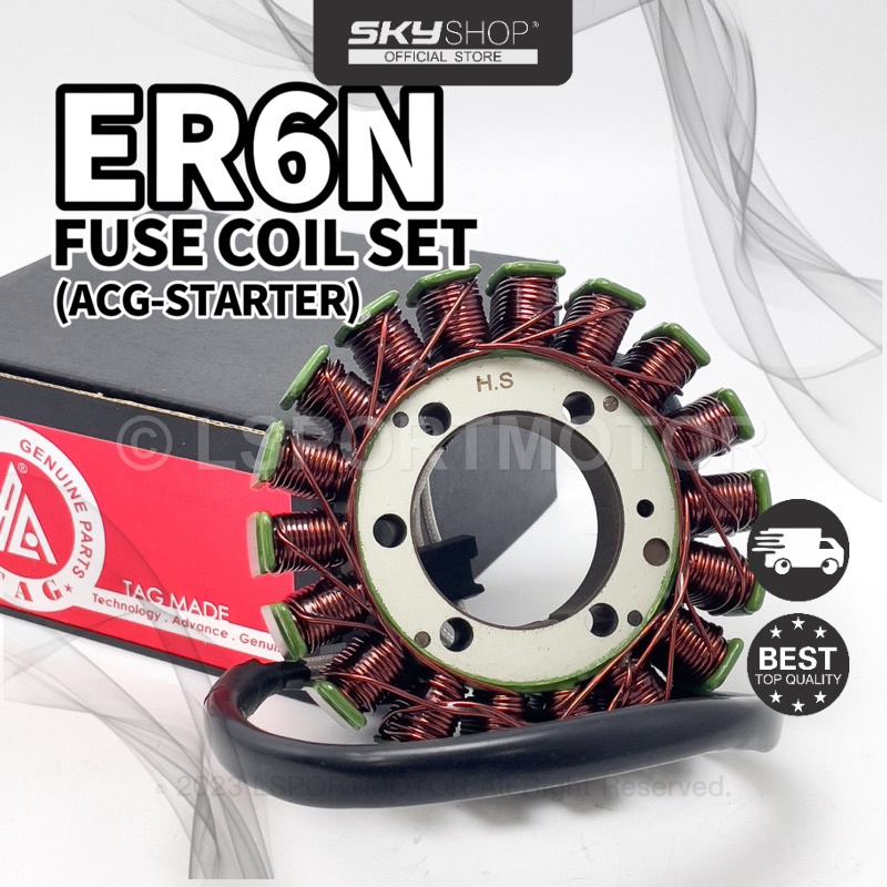 KAWASAKI ER6N FUSE COIL SET (ACG-STARTER) STARTER ASSY MAGNET COIL FIELD COIL STARTOR COIL ACG ...
