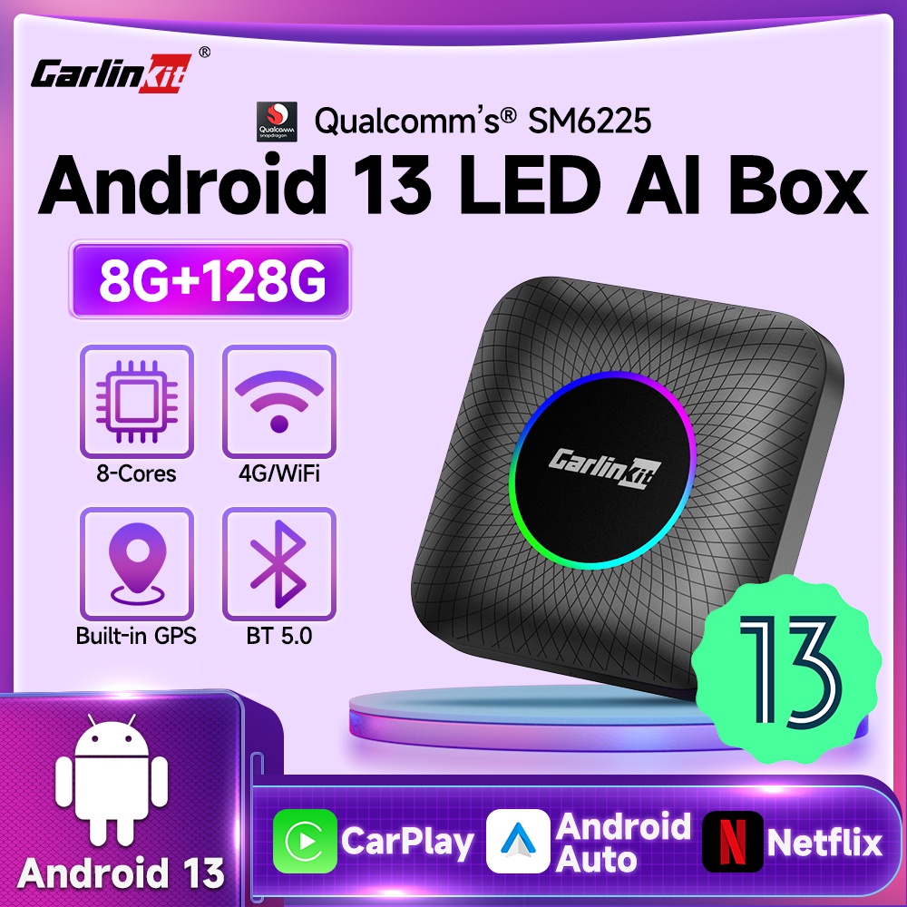 Carlinkit Carplay AI Box Plus LED Android 13 8+128GB QCM6225 8-core Wireless TV Auto YouTube ...