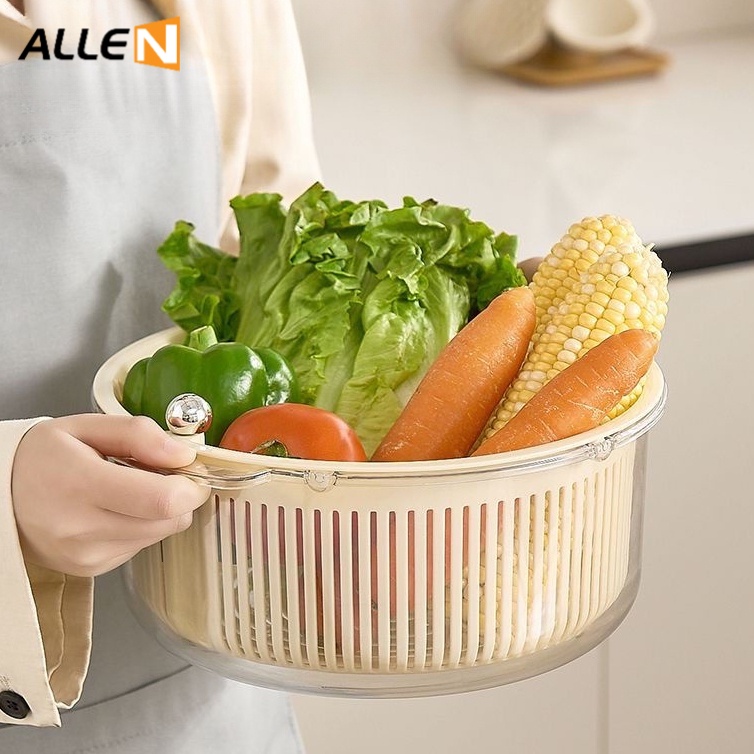 [ALLEN] Vegetable Wash Basin/Kitchen Double-Layer Drain Basket ...