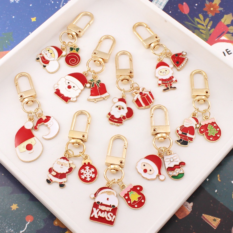 Cartoon Christmas Series Metal Keychain Santa Claus Elk Snowflake Sock ...
