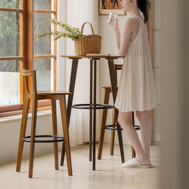 Bar Chair Nordic High Stool Bamboo Elegant Home High Table Small Round ...
