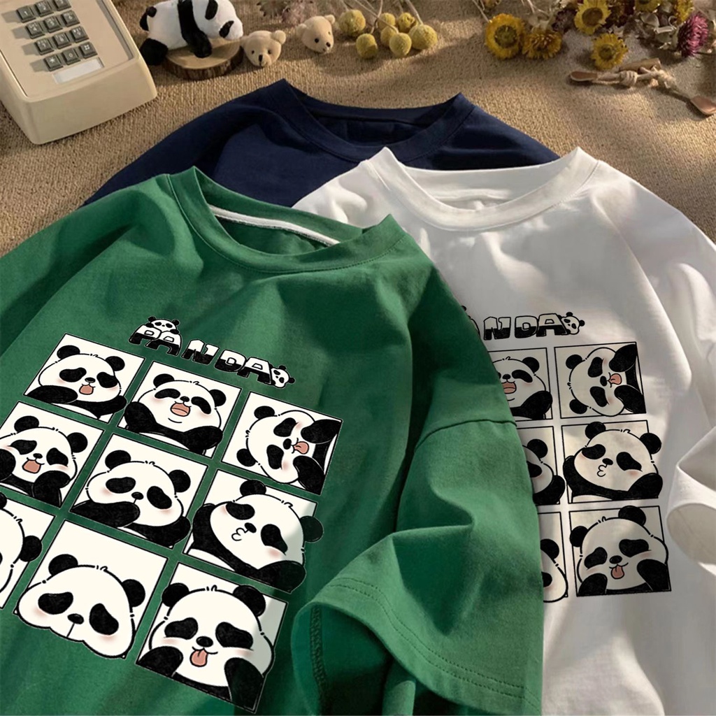 【Kid Tshirt】(1-13Y) Cotton Boy Girl Short Sleeves Panda Printed T Shirt ...