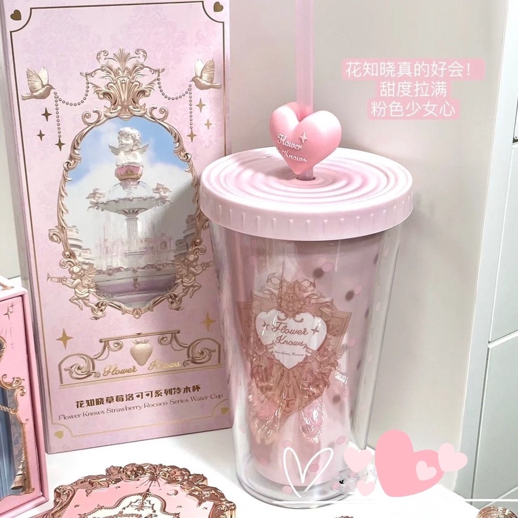 Flower Knows Strawberry Rococo Cold Water Cup ins High-Value Straw Cup ...