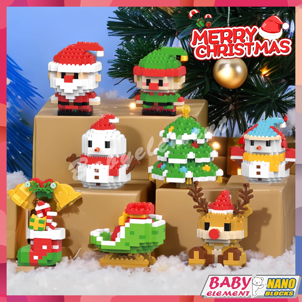 Nano Blocks Christmas series W1401-09 Santa Claus snowman Elk Elf ...