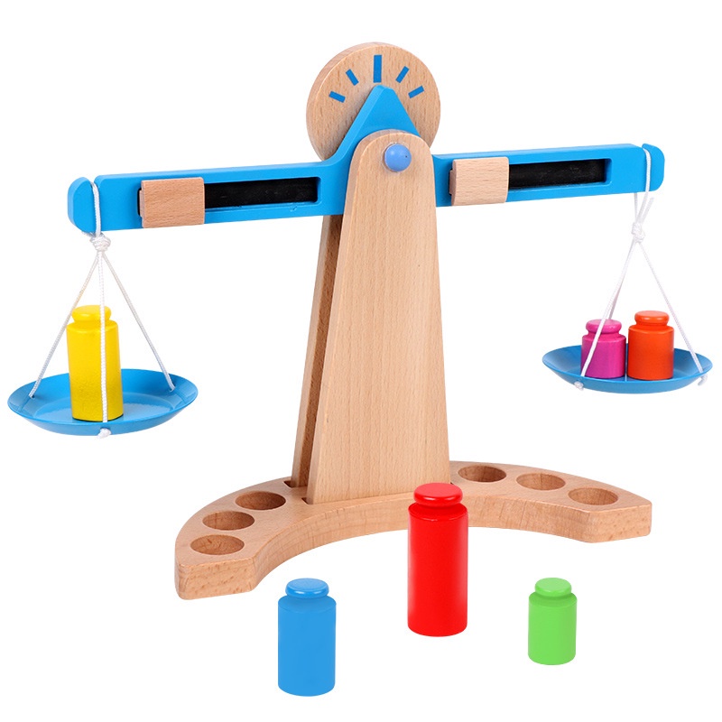 Weighing Scale Wooden Balance Scale Toy Math Learning Weighing Scale ...