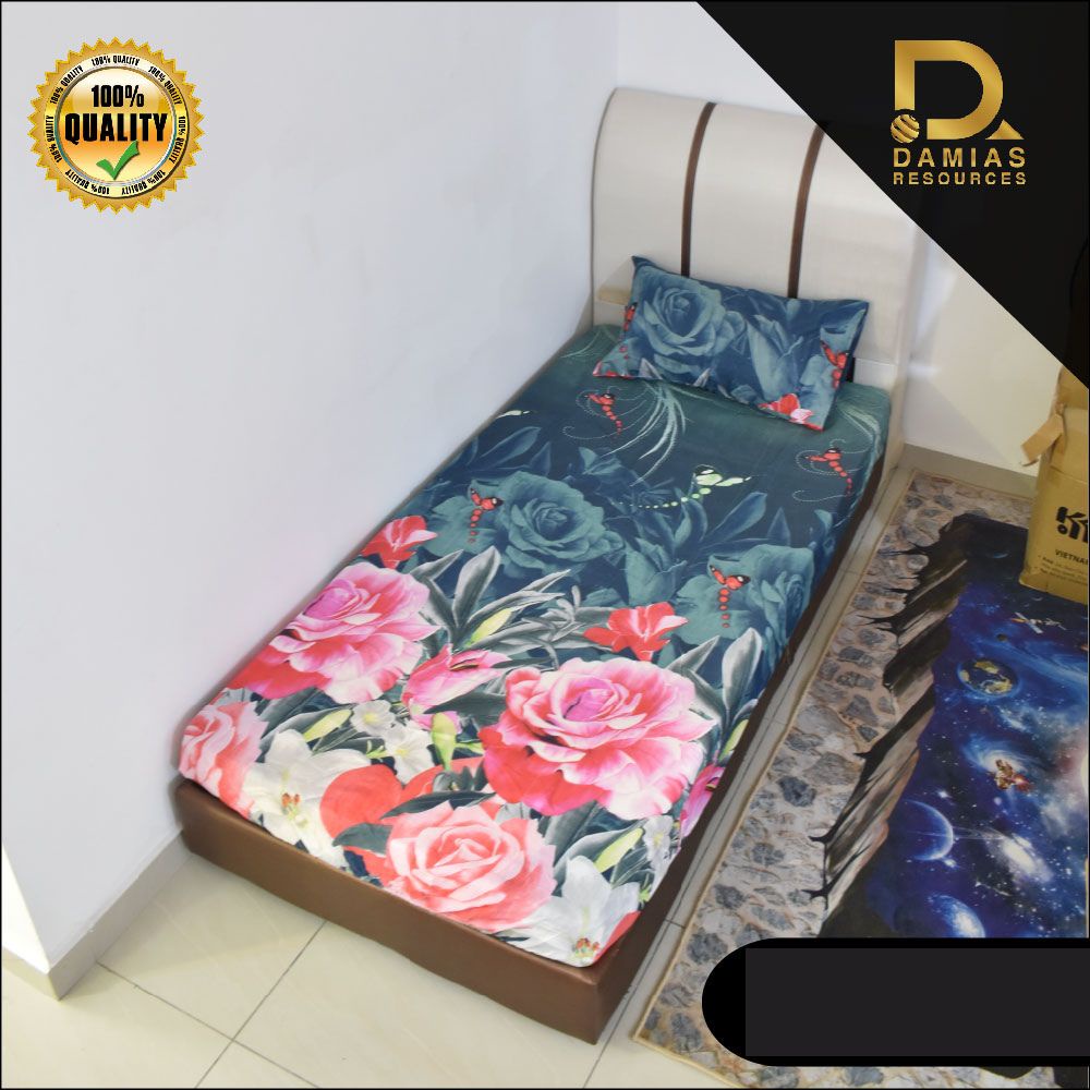 CADAR UMMI COLLECTION SINGLE GETAH FITTED 2 IN 1 BEDSHEET bunga/abstrak ...