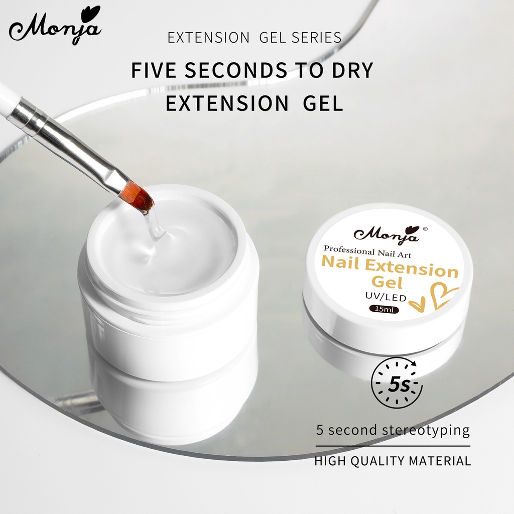 Monja 15g Nail Art UV Extension Gel Clear Nail Builder Gel 5S Quick Building Nail Extension ...