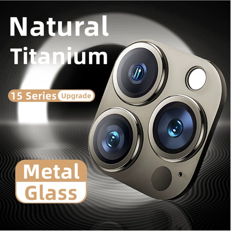 Titanium Color Metal Ring Camera Protector For iPhone 16 15 14 13 Pro ...