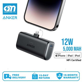 Anker A1645 Nano Power Bank with Built-in Lightning Connector, Portable Charger 5,000mAh MFi ...