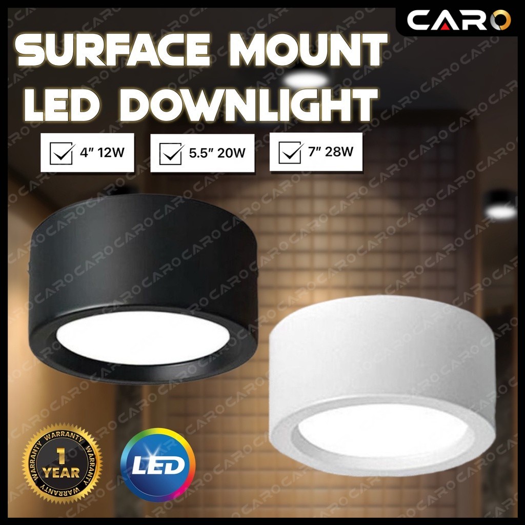 12W/20W/28W 4″/5.5″/7″ BLACK/WHITE LED SURFACE DOWNLIGHT LAMPU LED ...
