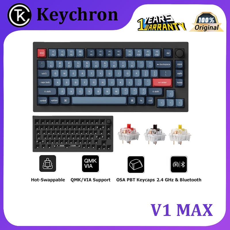 Keychron V1 Max QMK/VIA Wireless Custom Mechanical Keyboard | Shopee ...