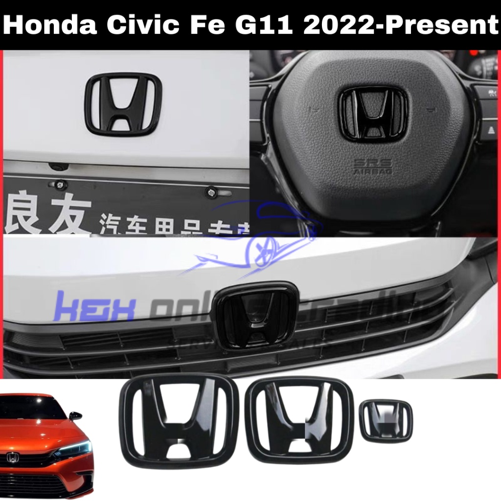 Honda Civic FE G11 2022-2026 Front Rear Steering Emblem Logo Cover ...