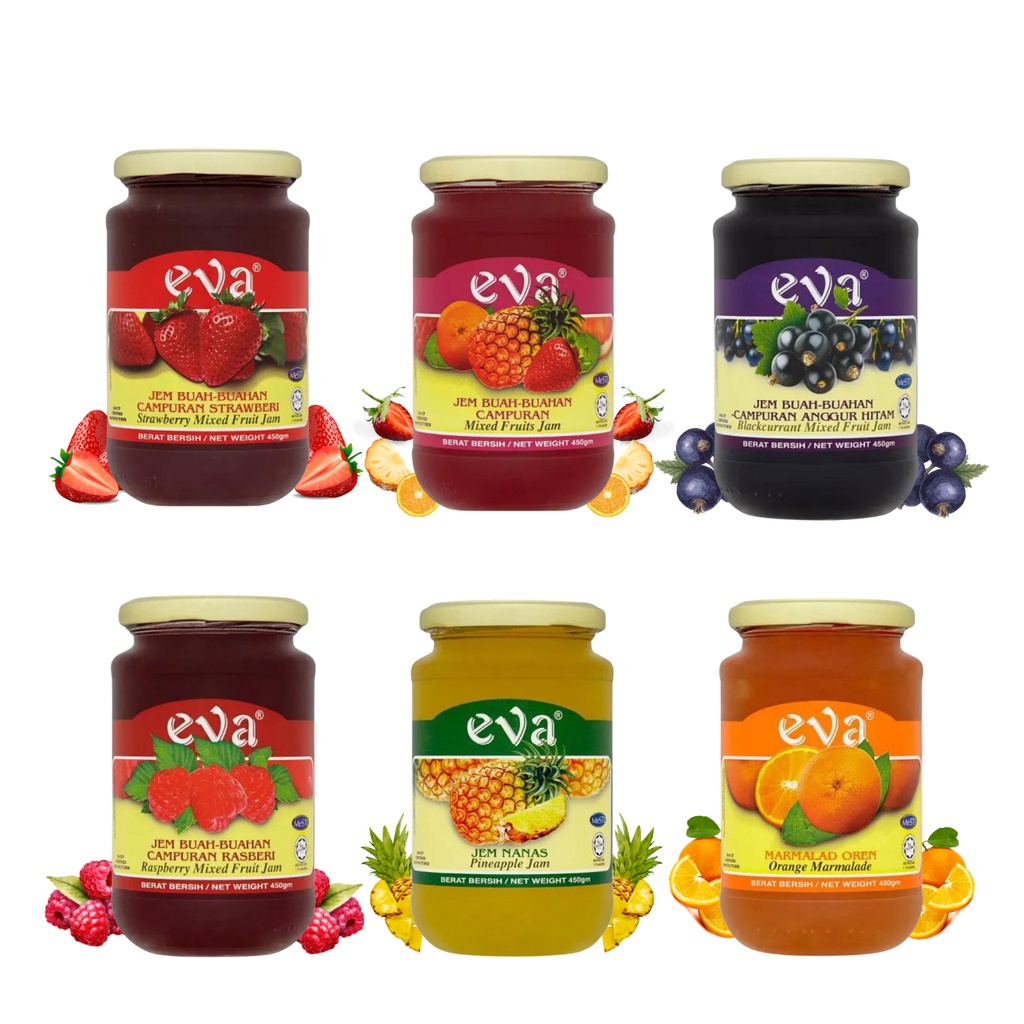 (FRESH BATCH) MBHL Eva Mixed Fruit Jam 450g Strawberry Orange Pineapple ...