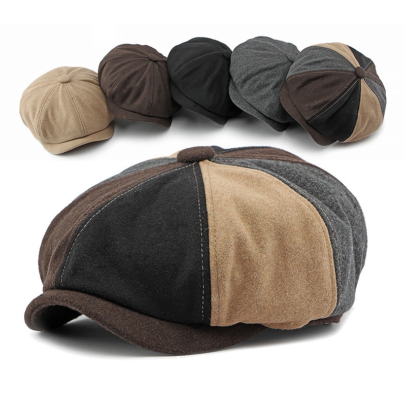 Retro Octagonal Hat Beret British Peaked Cap Newsboy Cap Painter's Hat ...