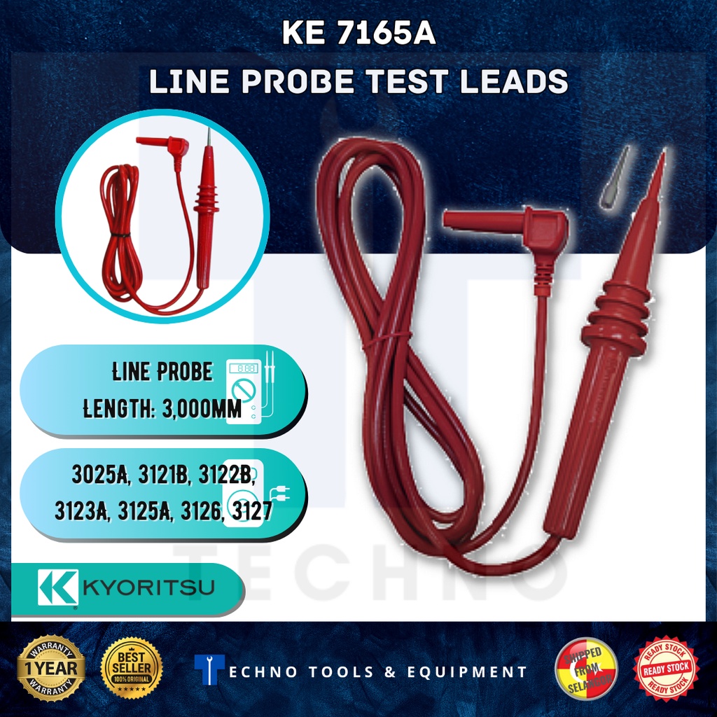 Kyoritsu Line Probe / Guard Cord / Earth Cord / Hook Prod 7165A/7265 ...