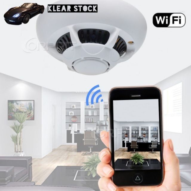 UFO Wireless Smoke Detector Design Celling Mount CCTV with Camera ...
