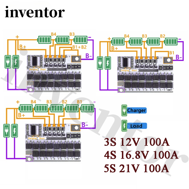 5S 4S 3S BMS 100A 21V 18V 16.8V 12V 18650 Li-ion LMO Ternary Lithium Battery Protection Circuit ...