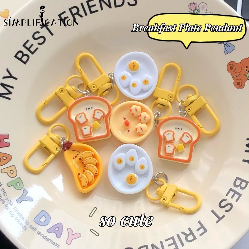1 Pc Cartoon Simple Toast Banana Key Pendant Cute Simulation Food Toys ...