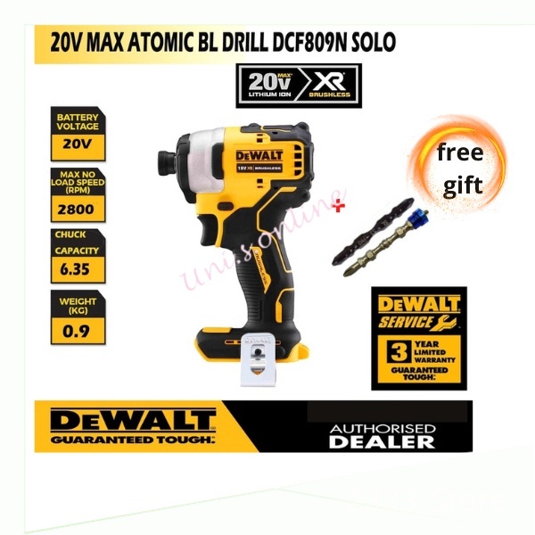 Dewalt DCF809 18V / 20V Max Atomic Compact Series Impact Driver DCF809N ...