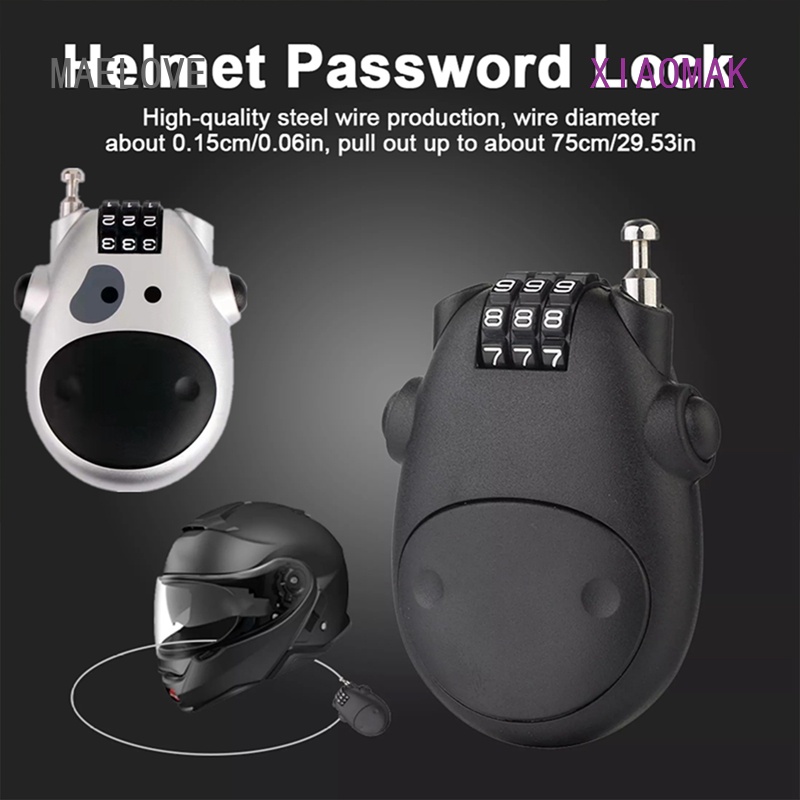 QJZB Motorcycle Anti-Theft Code Lock Portable Retractable Wire Rope ...