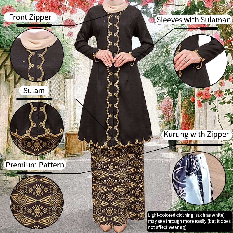 Batik Baju Kurung Sulam Baju Raya 2025 Front Zipper Breastfeeding ...