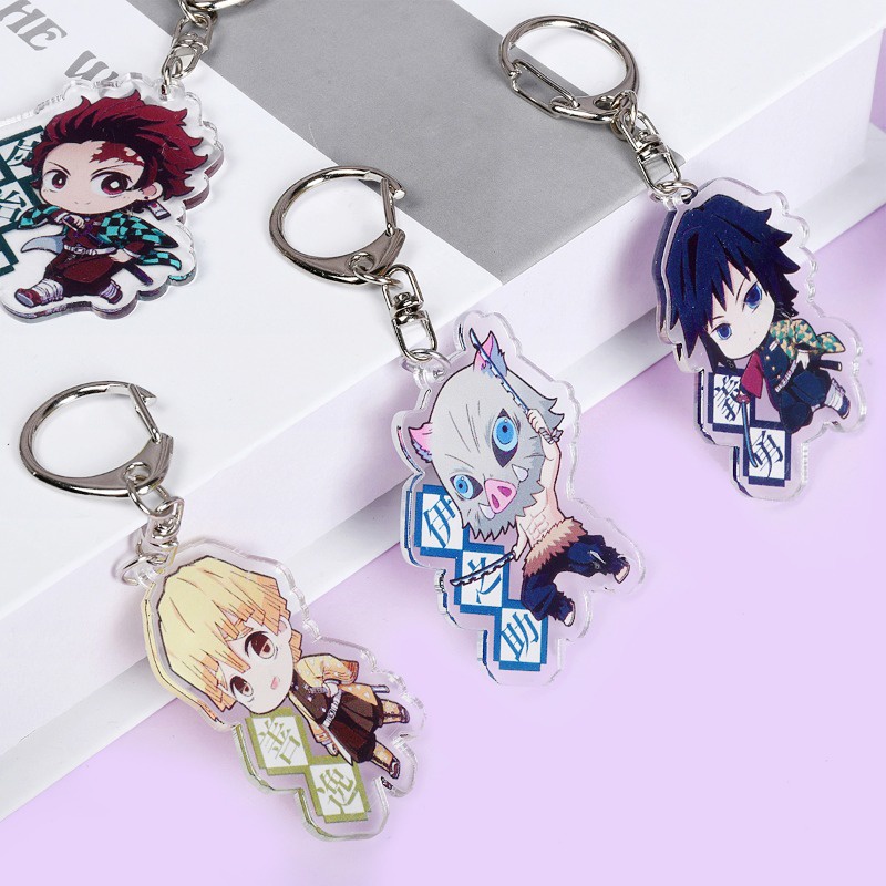 Anime Demon Slayer Kimetsu no Yaiba keychain Kamado Tanjirou Hashibira ...