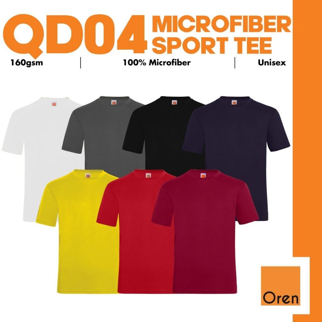 Jersey Tshirt Microfiber Quckdry Plain Roundneck QD04 Jenama oren sport ...