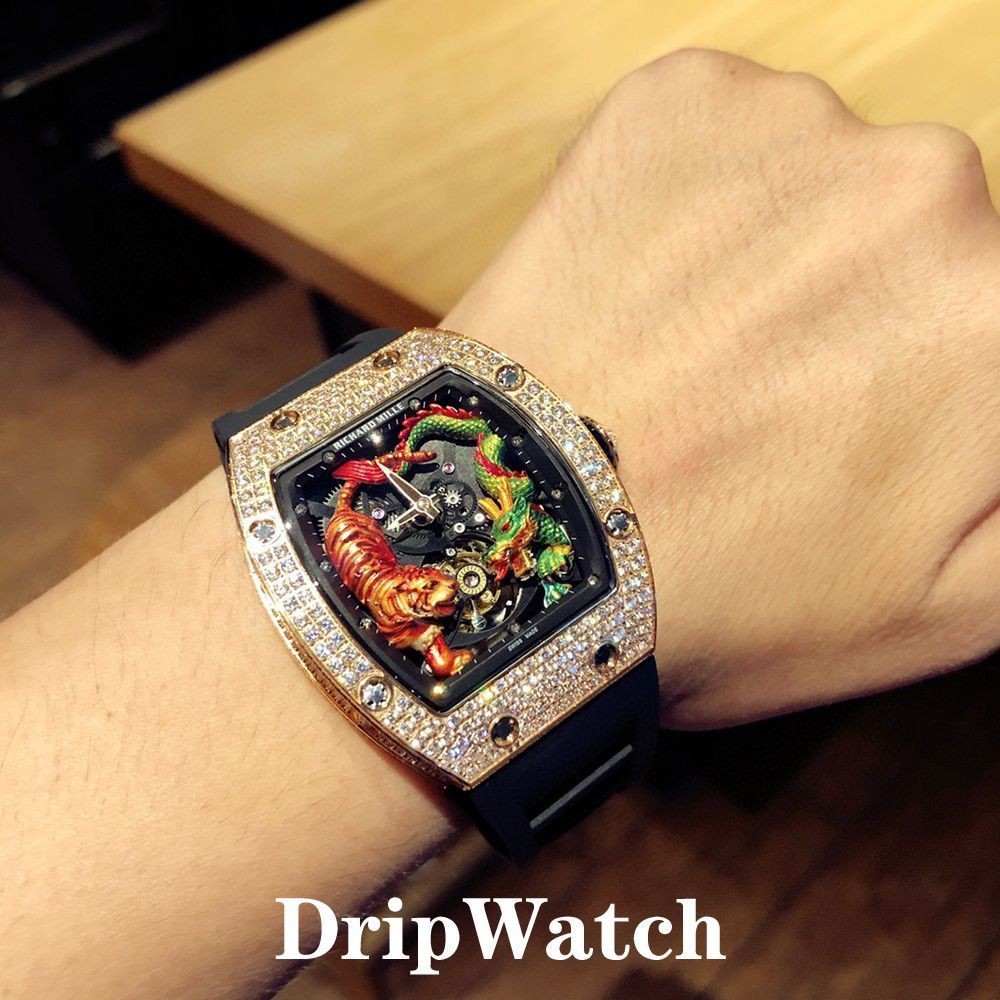 Original Gypsophila Diamond Miller RM5101 Dragon Fighting Richard Mechanical Watch Advanced ...