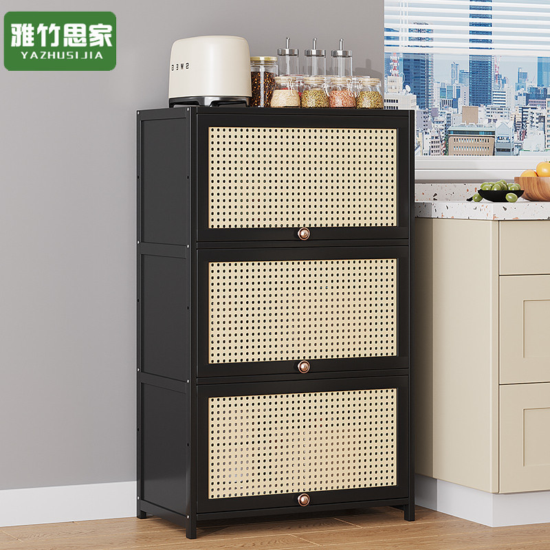 Flip-top Storage Cabinet for Home Living Room Multi-layer Cabinet Black ...