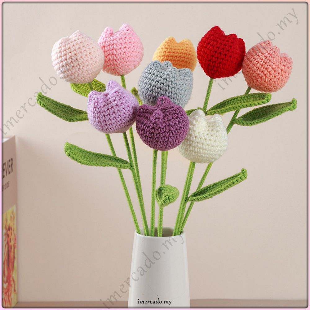 COD Single Knitting Tulip Flower Bouquet Sunflower Hand-knitted ...