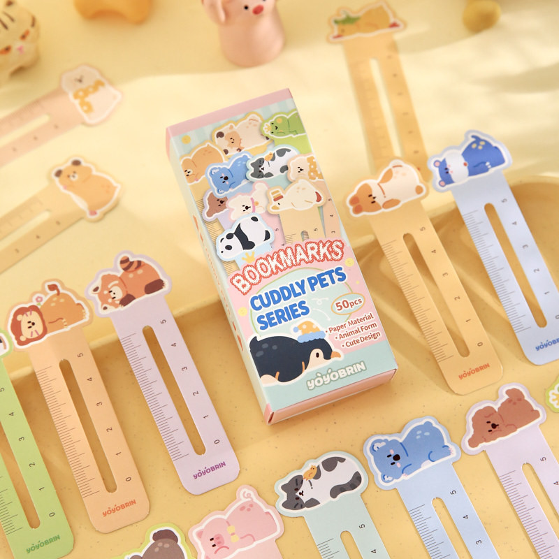 Mr. Paper 50 sheets/box ruler Bookmarks Cute Panda Raccoon Crocodile ...