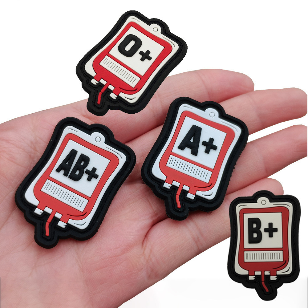 Outdoor Bag Accessories New Design Blood Type Trademark PVC Soft Rubber ...