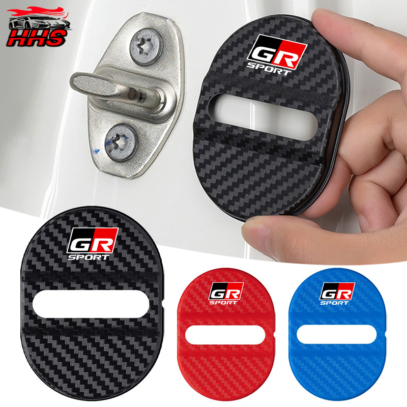 1/4Pcs Toyota GR Carbon Fiber Car Door Lock Protection Cover Door Lock ...
