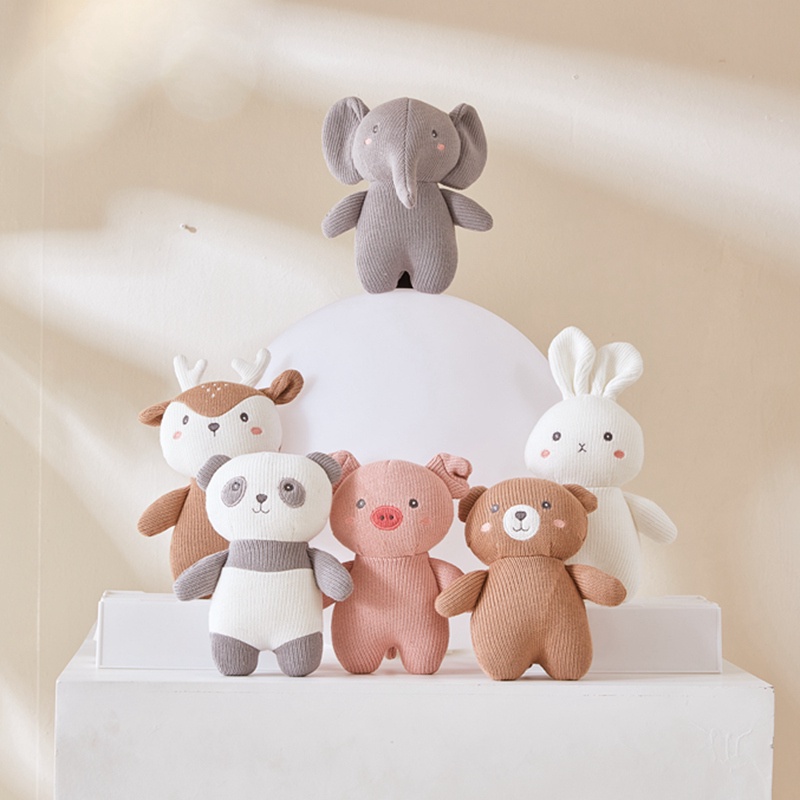 20cm Cartoon Soft Knitted Stuffed Animals Plush Toy Cute Panda Deer ...