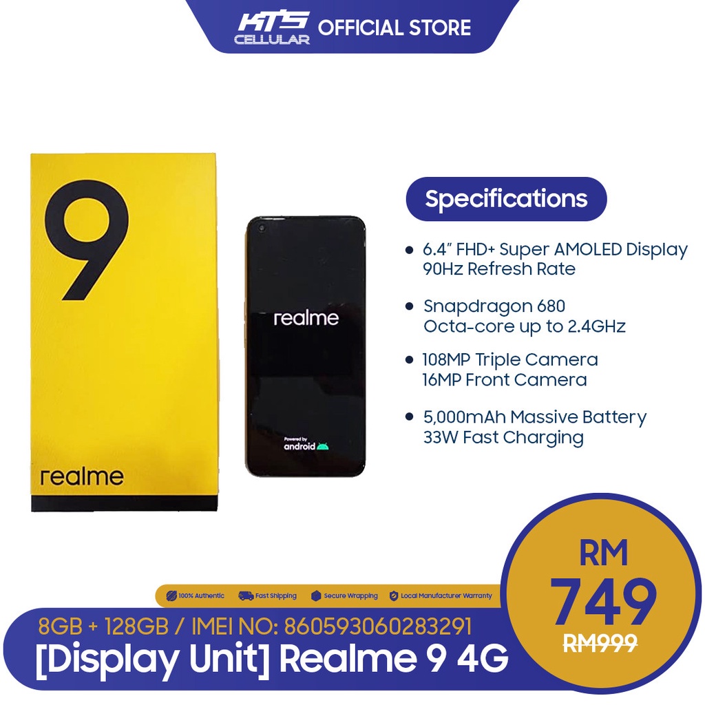 [Display Unit] Realme 9 4G (8GB + 128GB) Smartphone - IMEI No ...