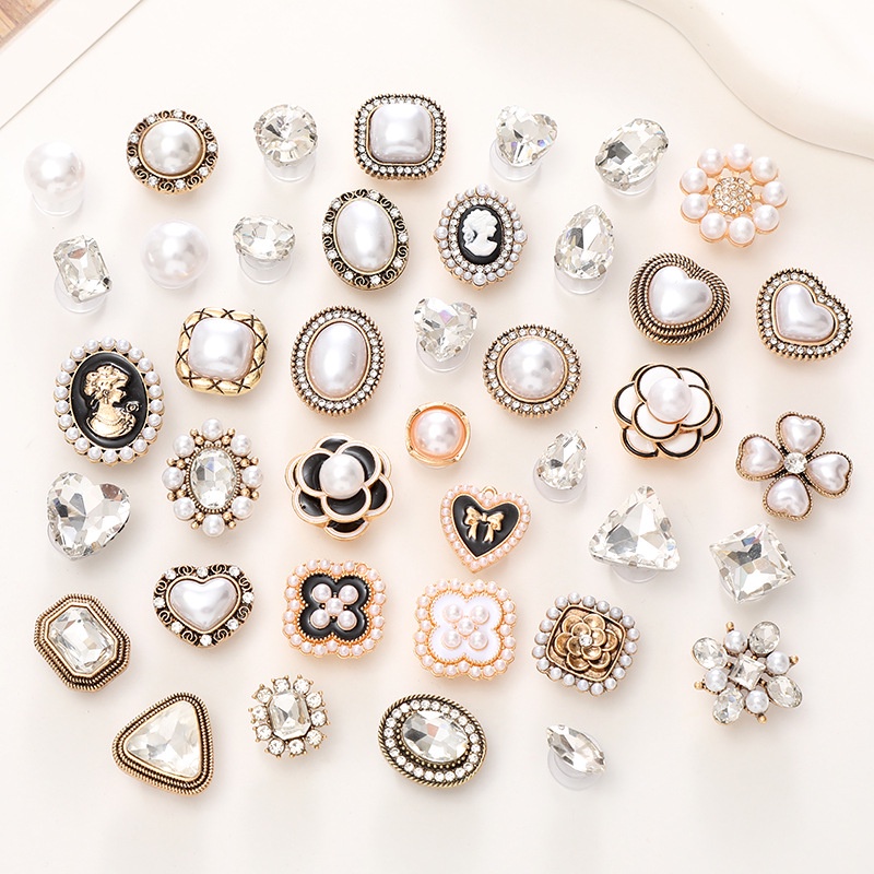 40styles To Choose Bling Metal Crocs Shoe Charms Shning Pearl Jibbitz ...