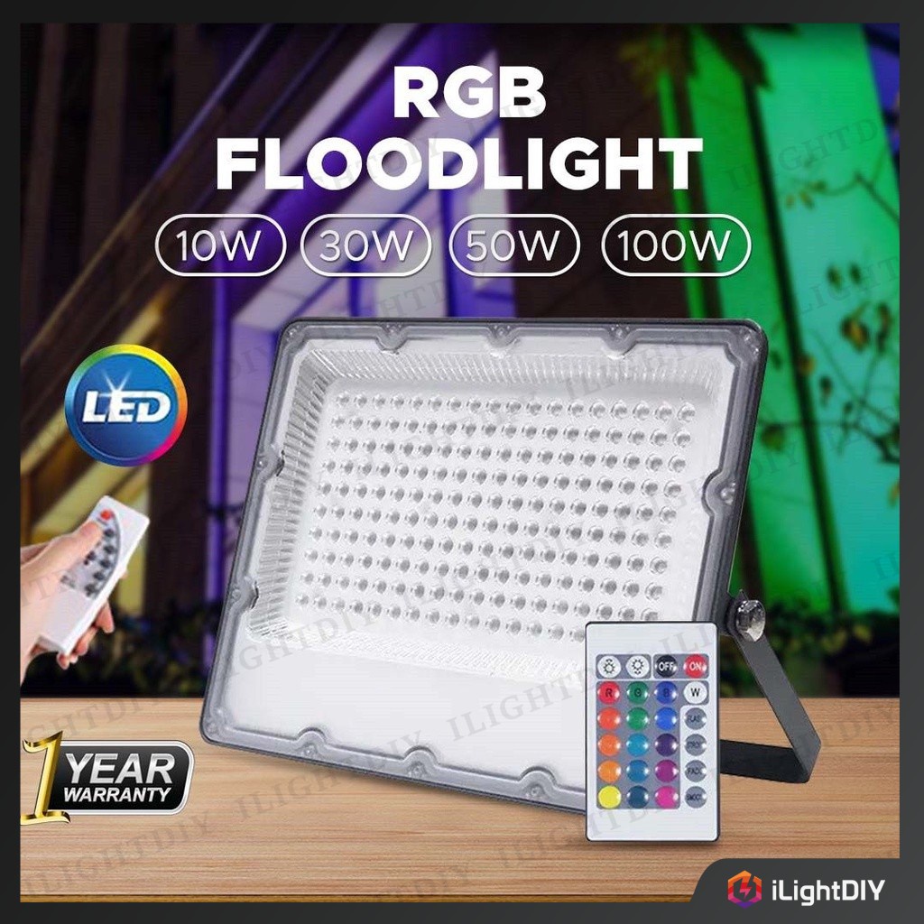10W 30W 50W 100W RGB LED FLOODLIGHT IP65 OUTDOOR SPOTLIGHT | Shopee ...