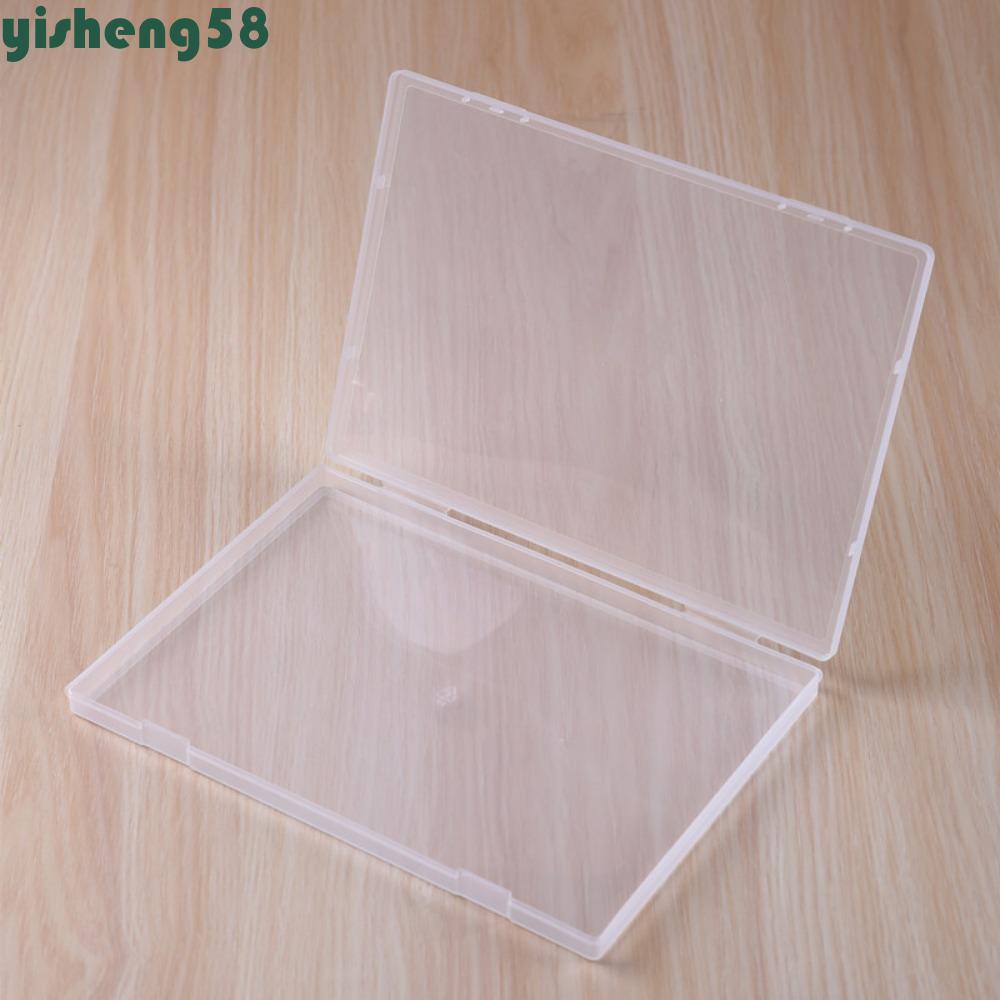YISHENG Rectangular Plastic Clear Storage Box, Flat Transparent ...