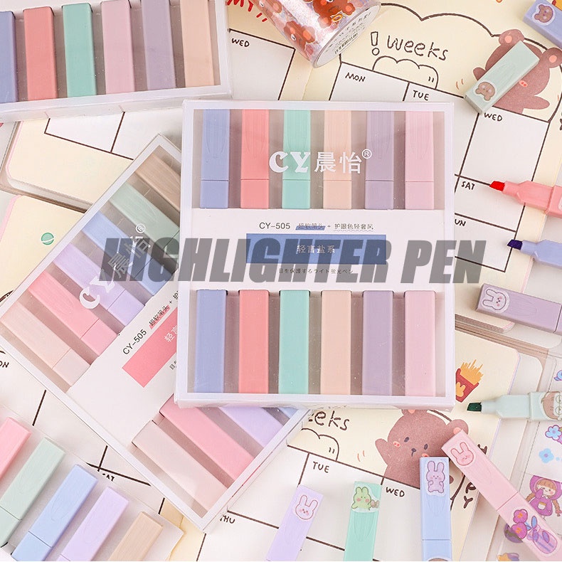 6pcs/SET Light Color Marker Highlighter Office Students Highlight Eye ...