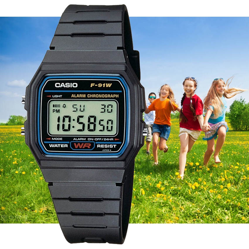 CASIO Kids Luminous Digital Watch F-91W jam g shock lelaki budak ...