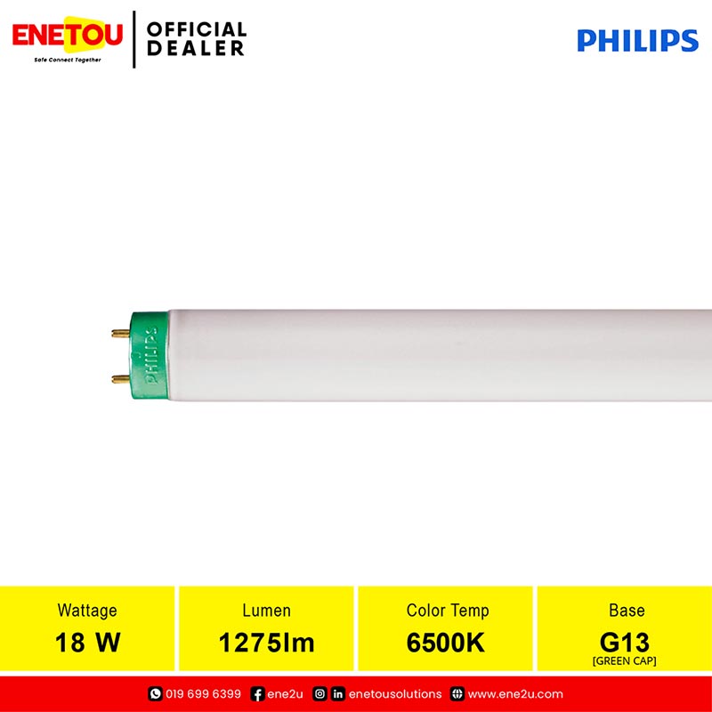 [25PCS/BOX] PHILIPS TL-D SUPER 80 18W/865 6500K COOL DAYLIGHT | Shopee ...