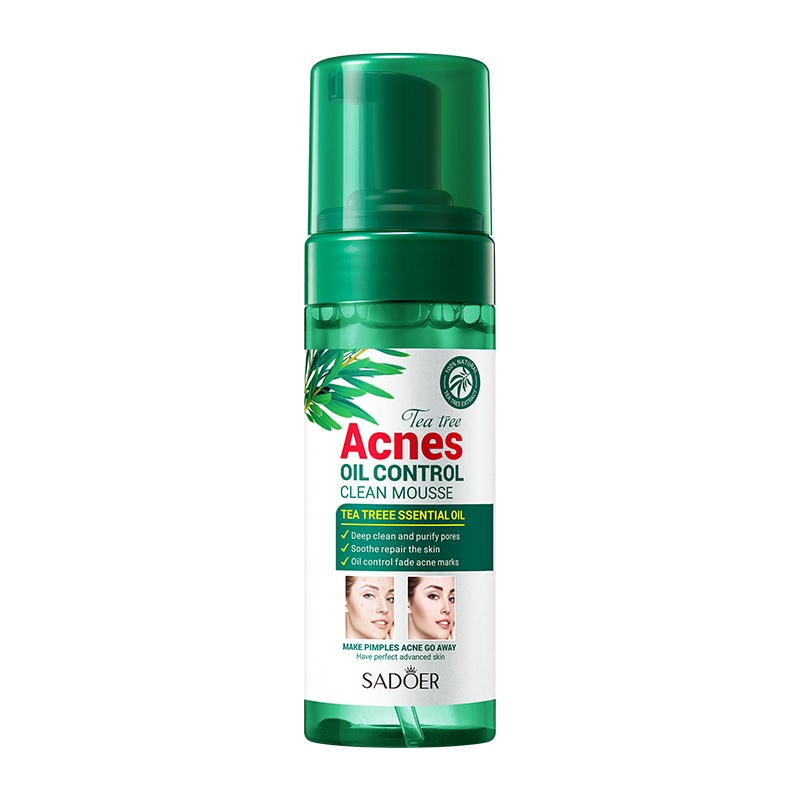 ROREC SADOER Tea Tree Acne Oil Control Face Clean Mousse Cleanser Anti-Acne Hydrating ...