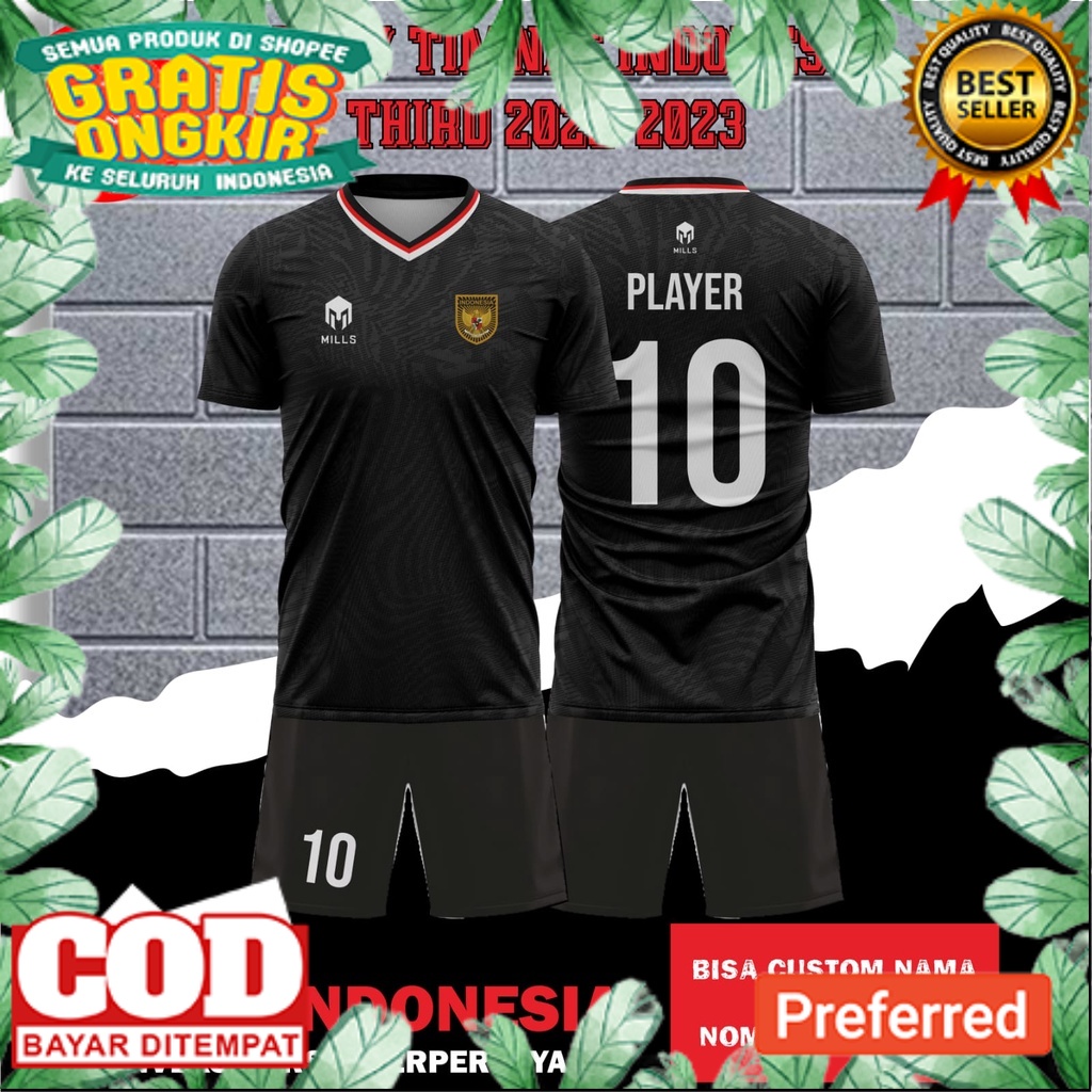 HITAM Indonesia TIMNAS THIRD 3rd 3rd Football Jersey Set Latest Black ...